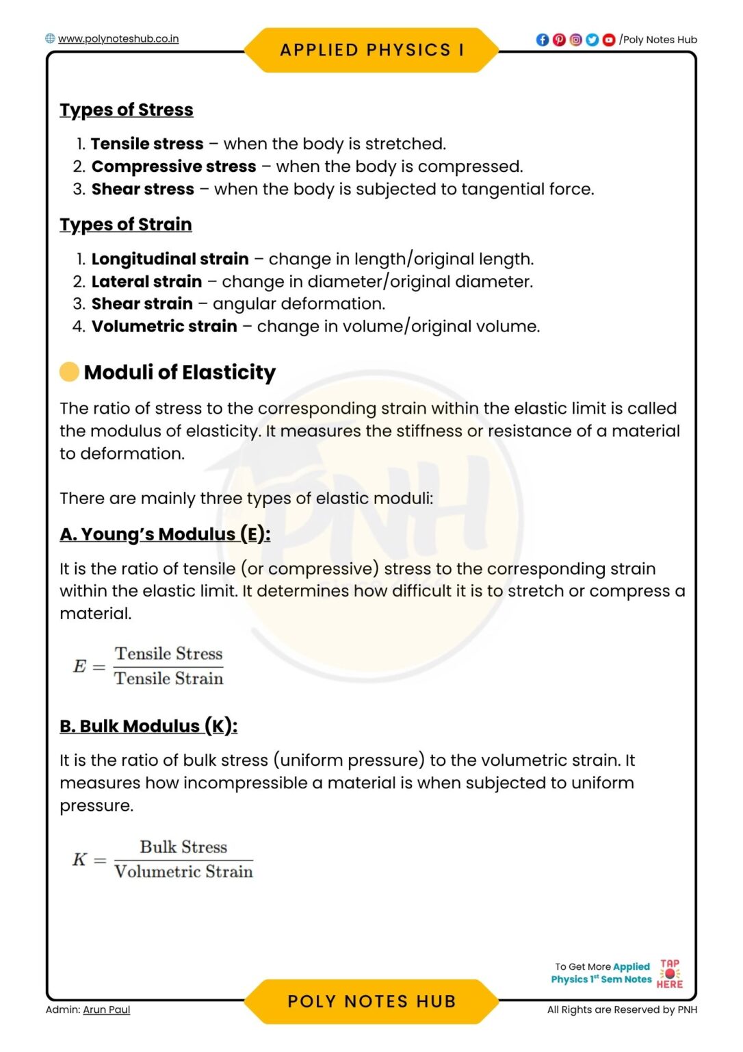Properties of Matter Notes PDF - Applied Physics 1 [2026]