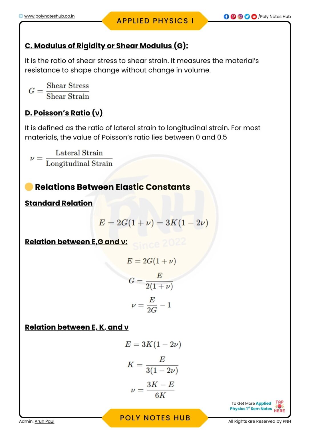 Properties of Matter Notes PDF - Applied Physics 1 [2025]