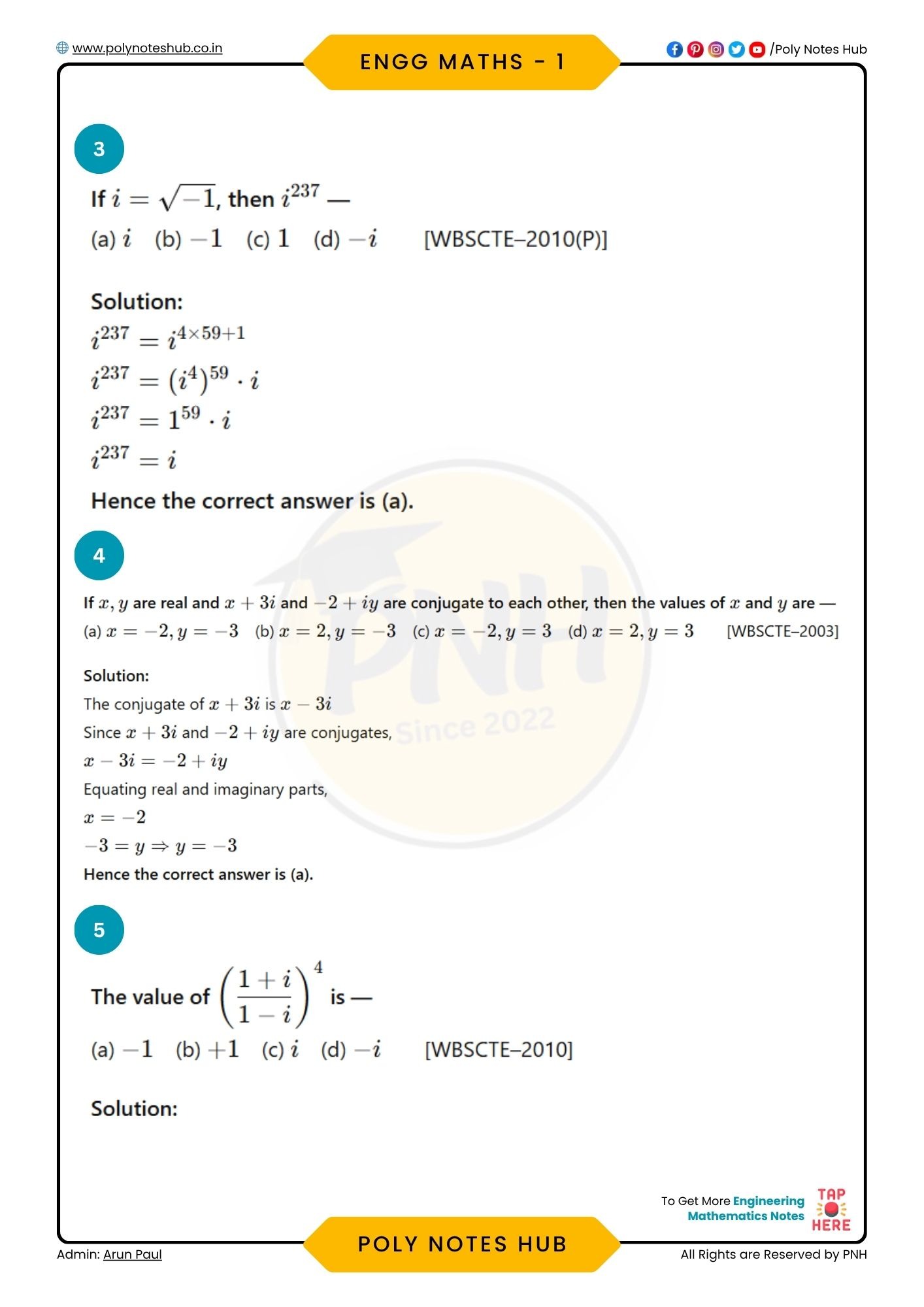Complex Number PDF Notes Download [2026] - Poly Notes Hub