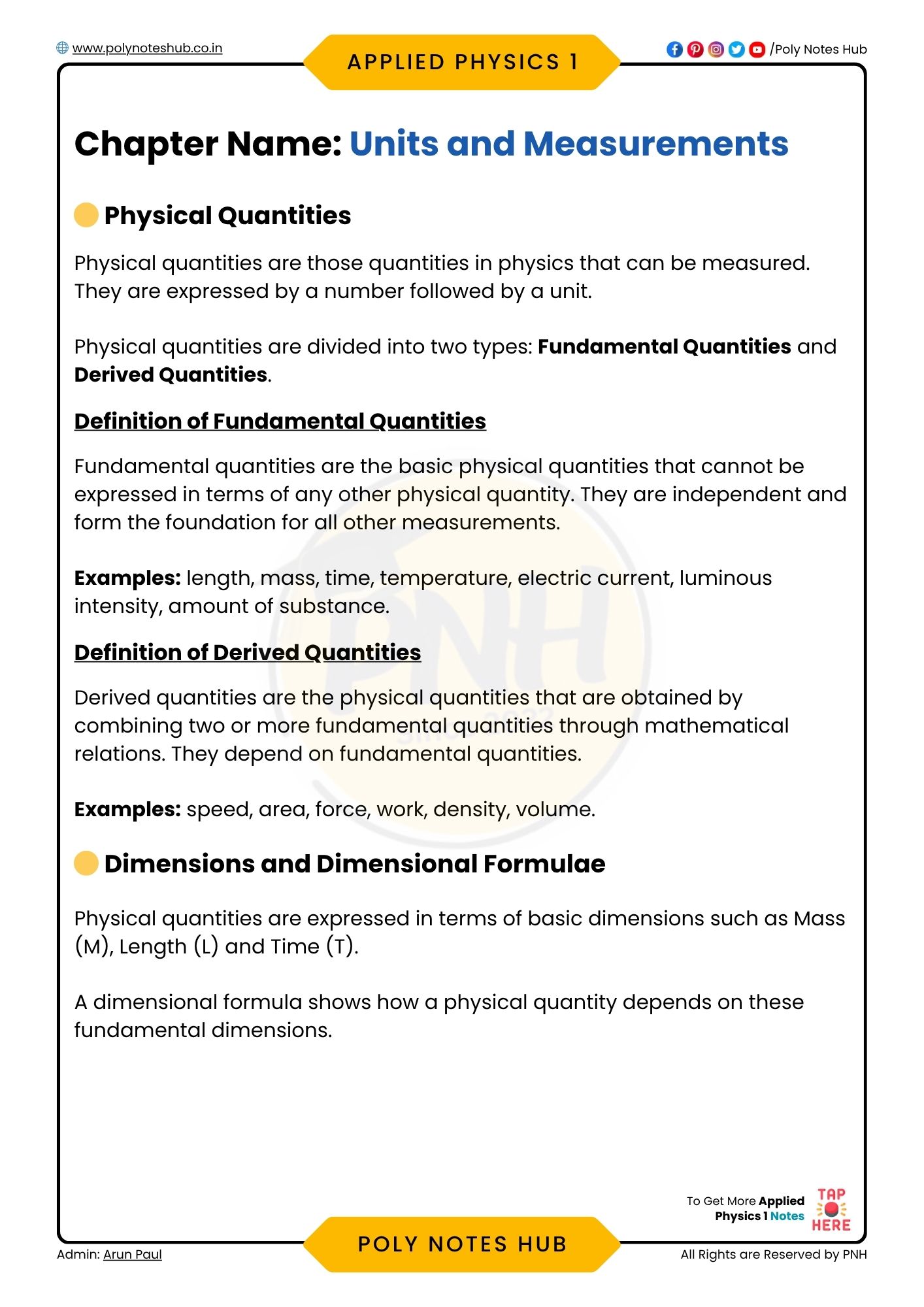Units and Measurements Notes PDF [2026] | Applied Physics 1
