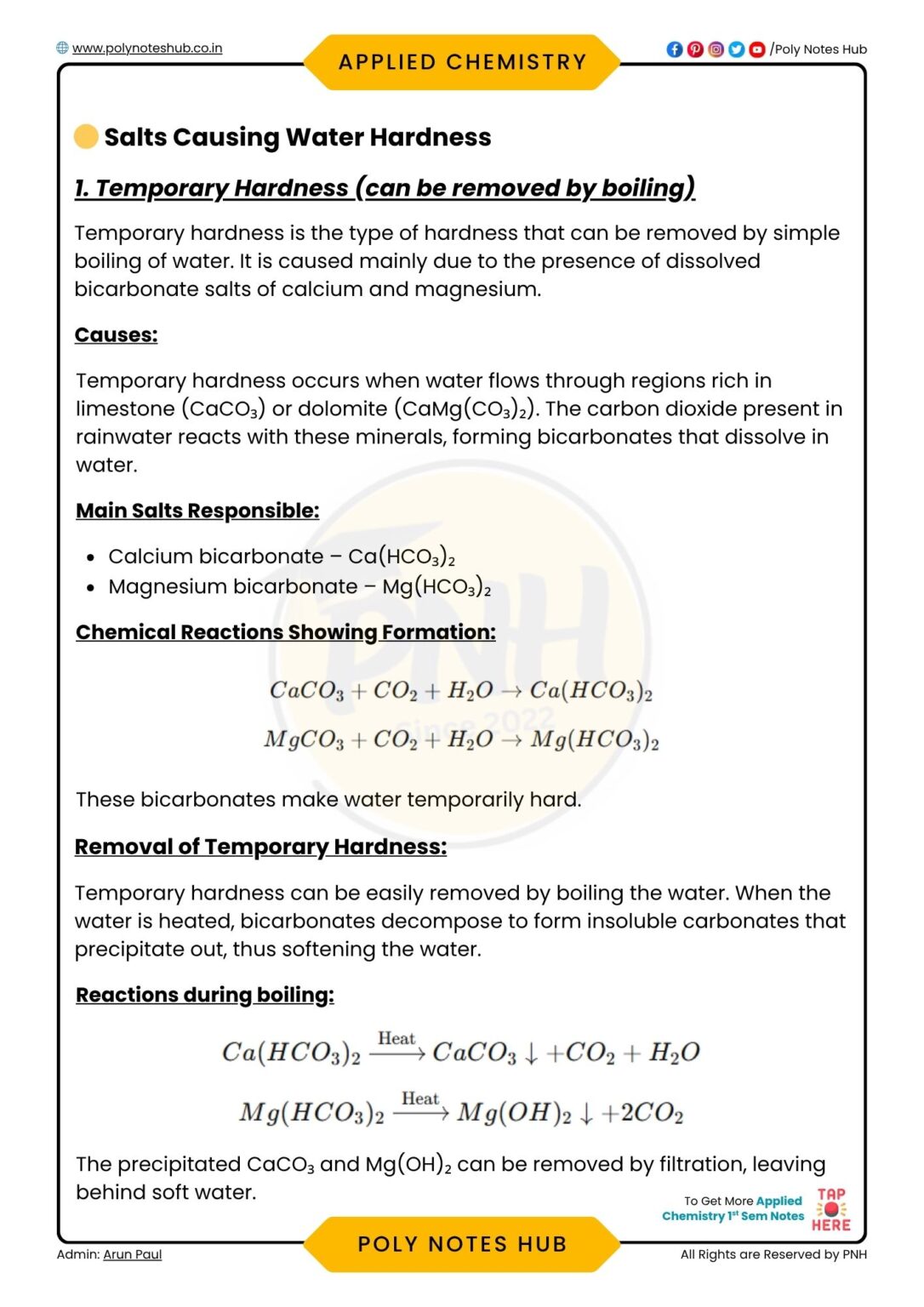 Water Chapter PDF Notes | Applied Chemistry Notes [2026]
