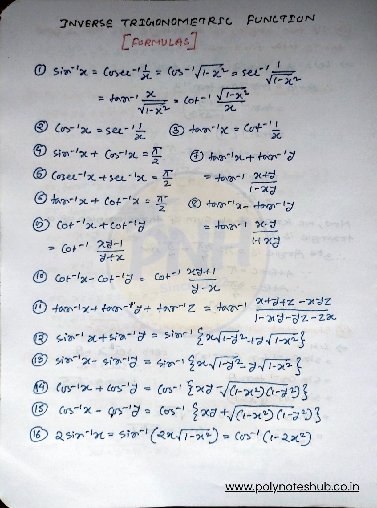 Inverse Trigonometric Functions Formulas and Problems PDF | New Topic ...