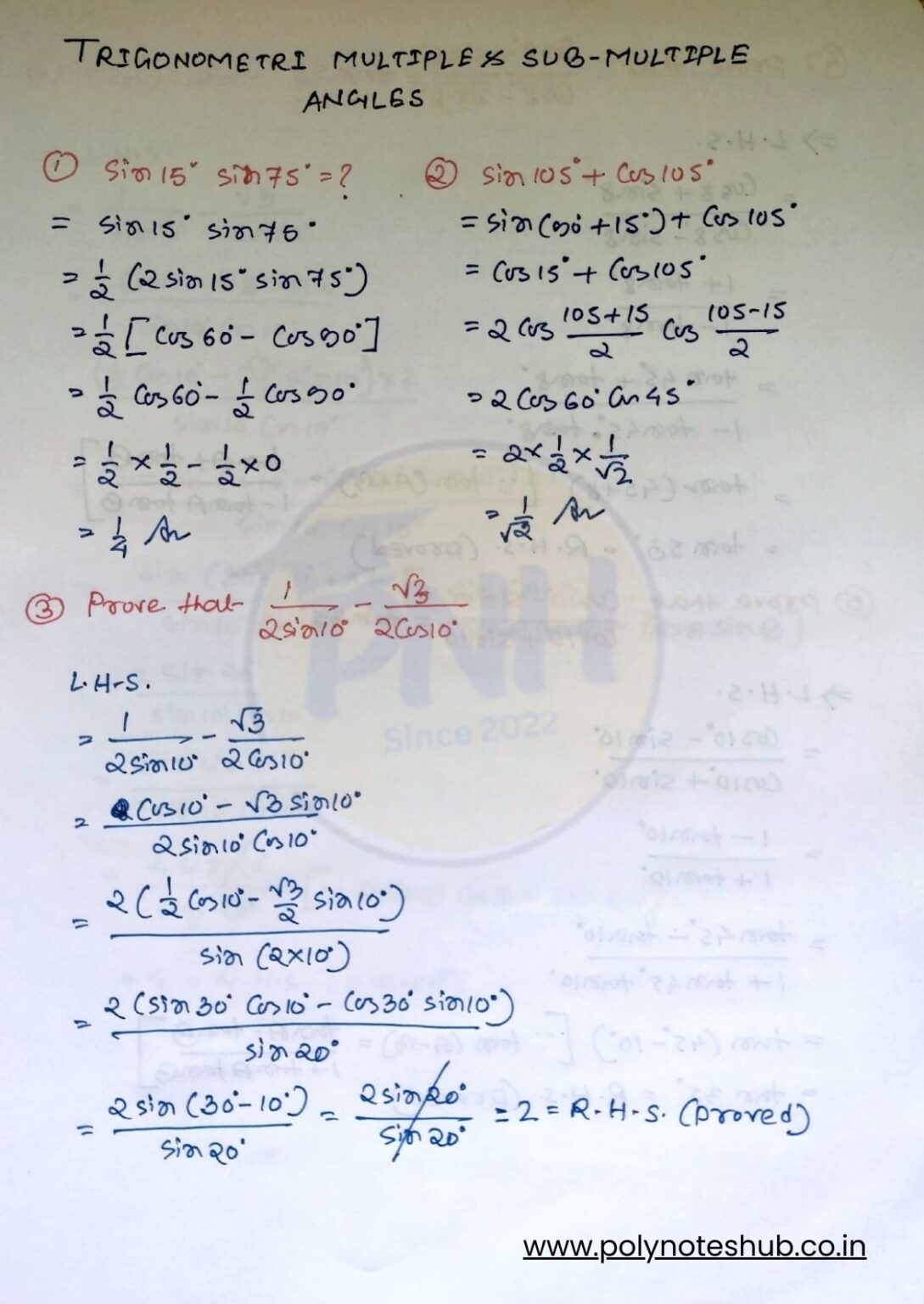 Trigonometry Multiple and Submultiple Angles Problems PDF | New Topic ...