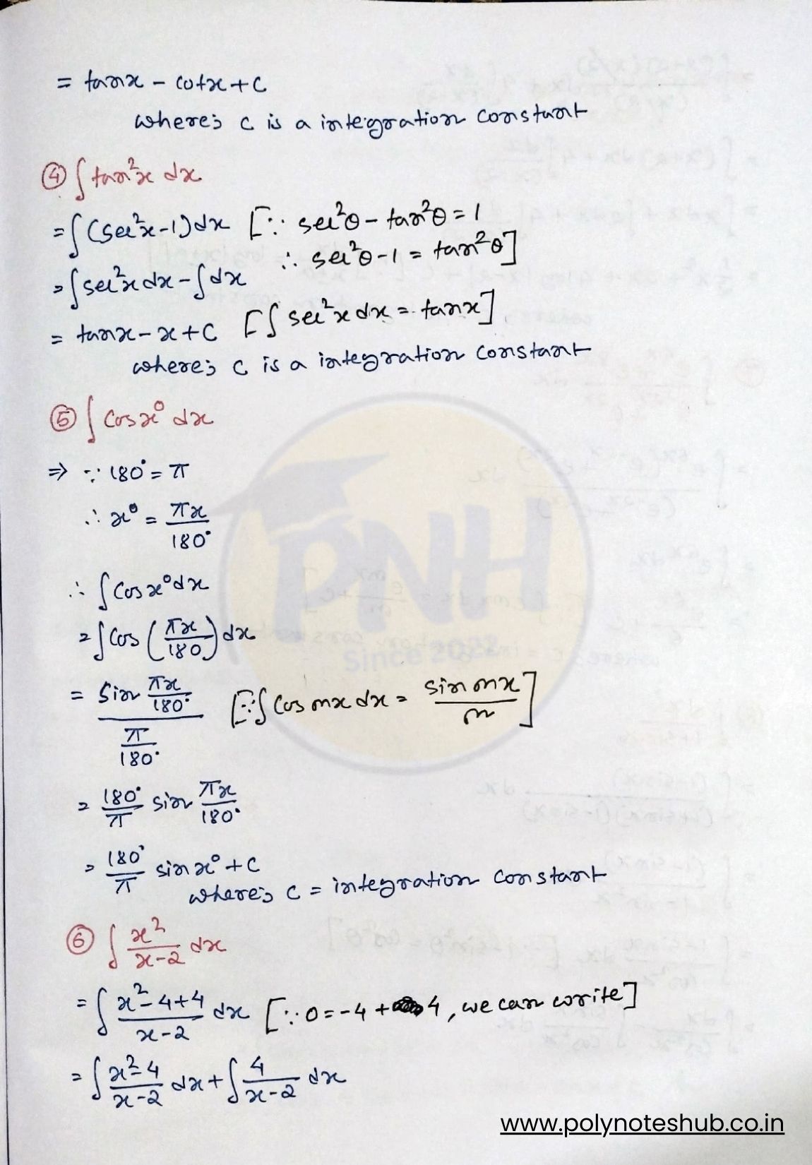 Best Indefinite Integration Questions with Solutions PDF [2026] - Poly ...