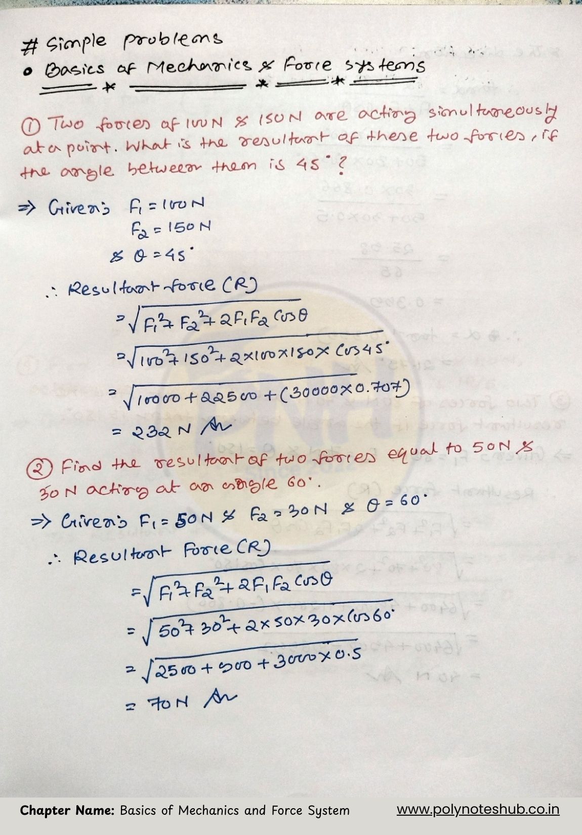 Basics of Mechanics and Force System Notes PDF [2026] - Poly Notes Hub