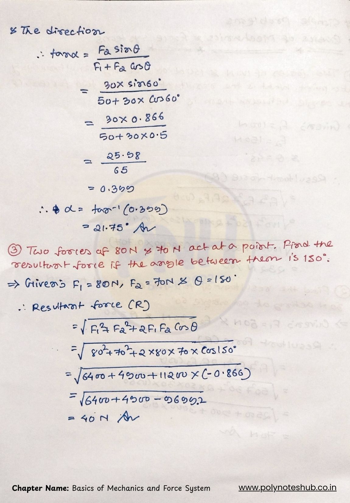 Basics of Mechanics and Force System Notes PDF [2026] - Poly Notes Hub