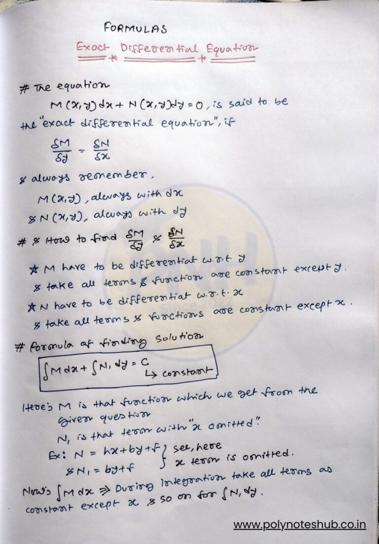 Solution of Exact Differential Equation PDF [2026] - Poly Notes Hub