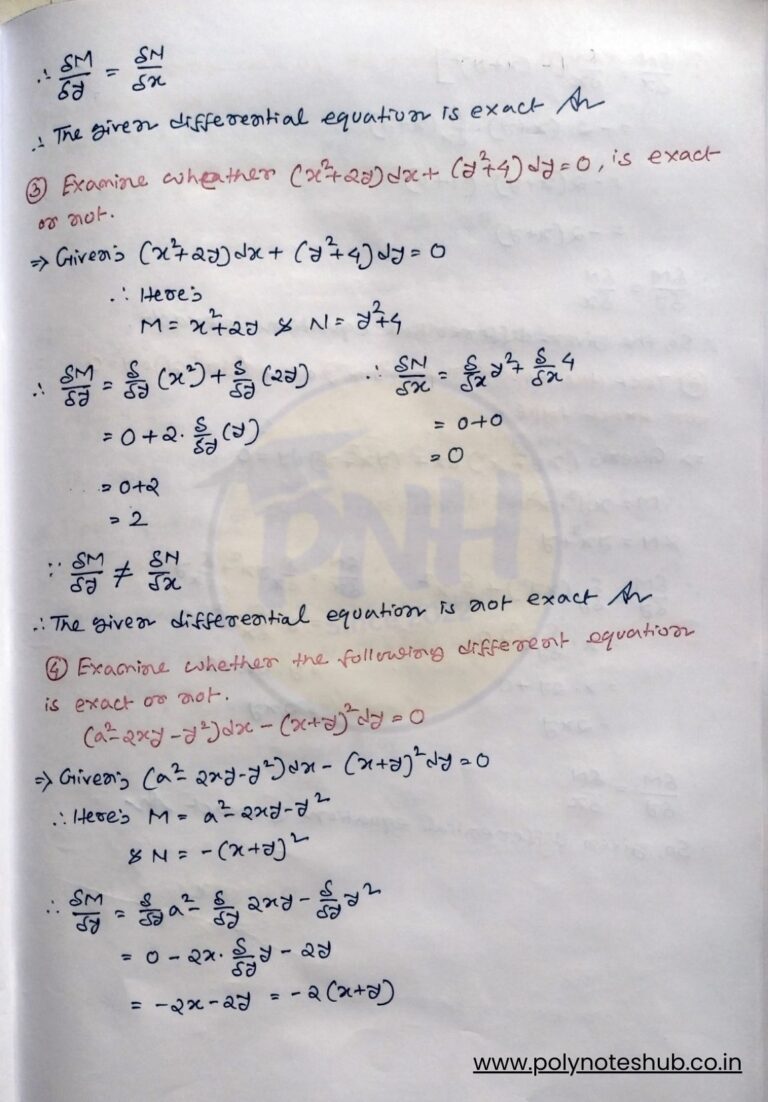 Solution of Exact Differential Equation PDF [2026] - Poly Notes Hub