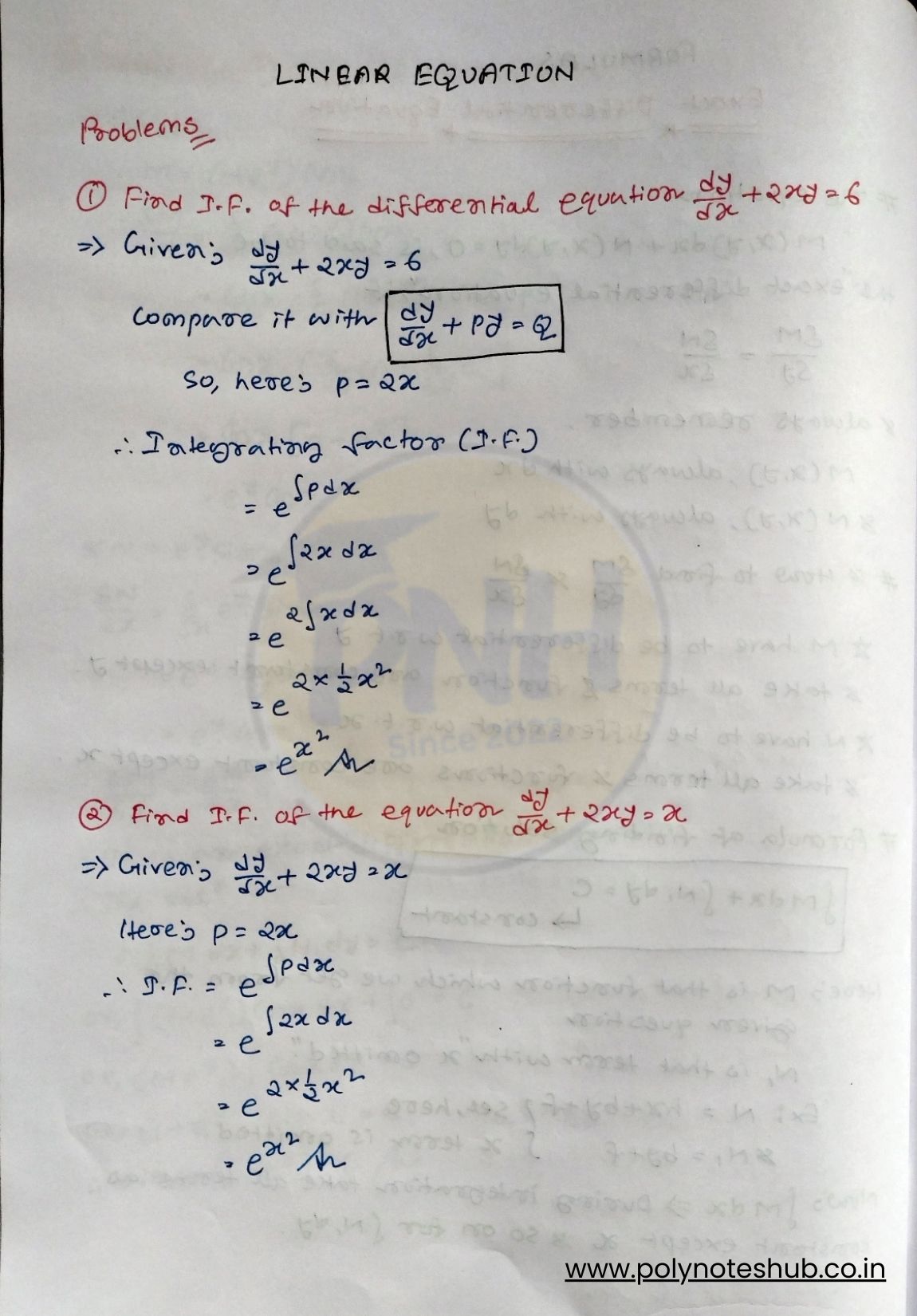 Linear Differential Equation Questions and Answers PDF [2026] - Poly ...