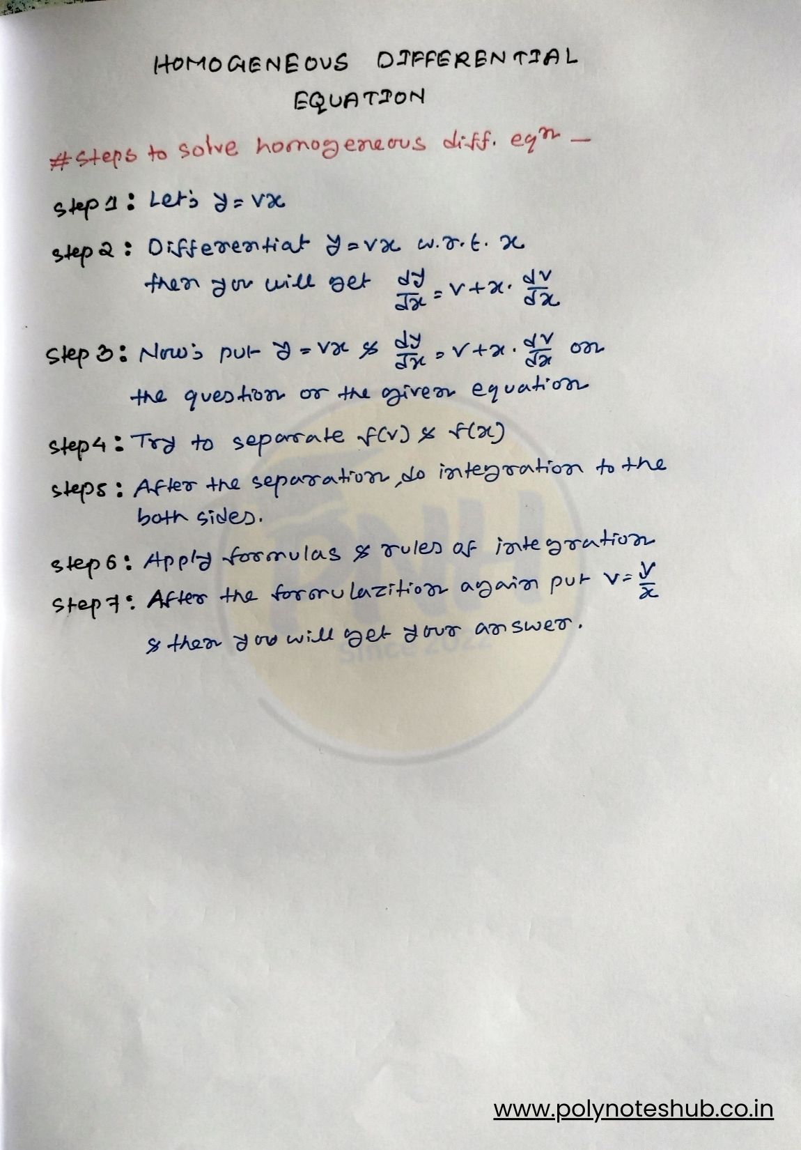 Homogeneous Differential Equation Questions and Answers PDF [2026 ...